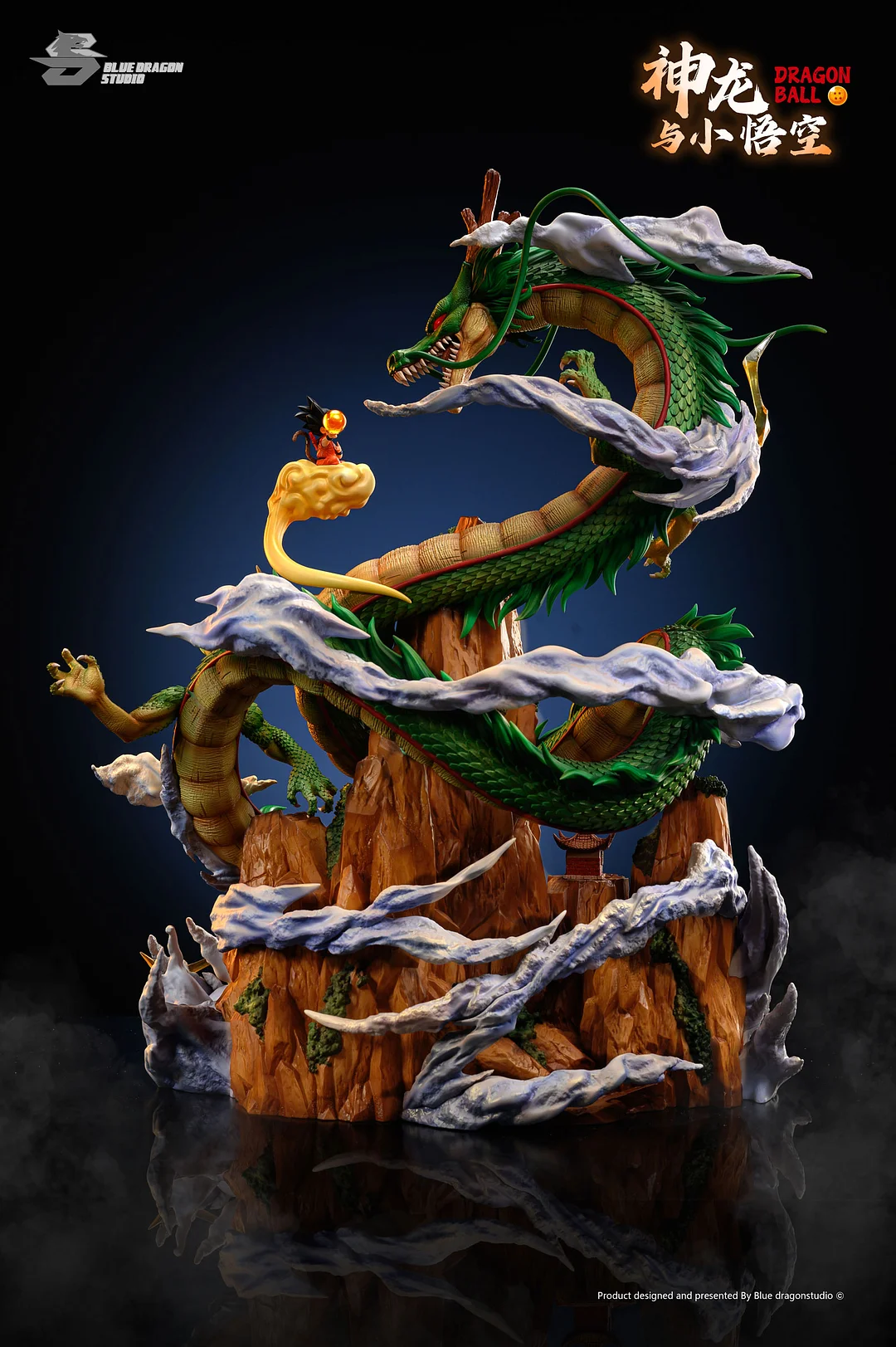 Shenron & Son Goku with LED - Dragon Ball Resin Statue - Blue Dragon ...