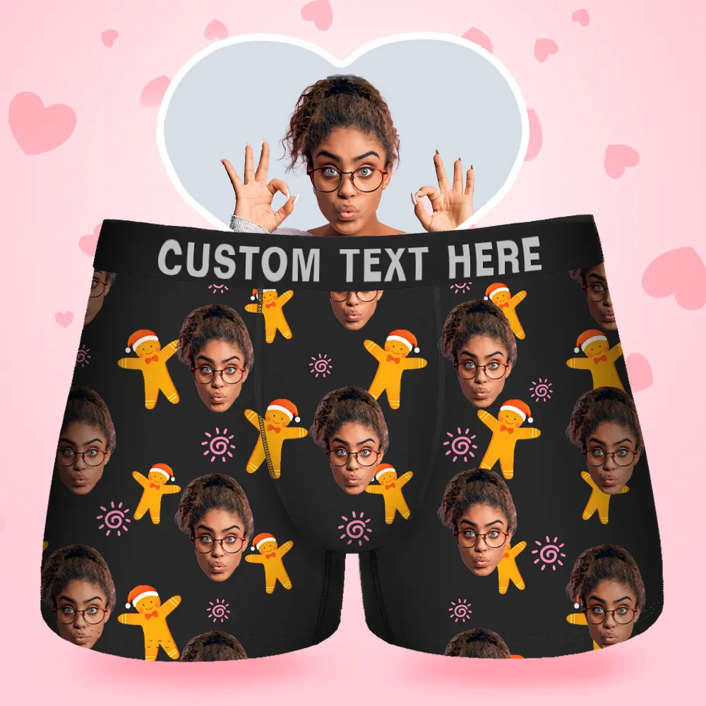 Custom Face Men's Boxer Christmas Gingerbread Man Style Underwear ...