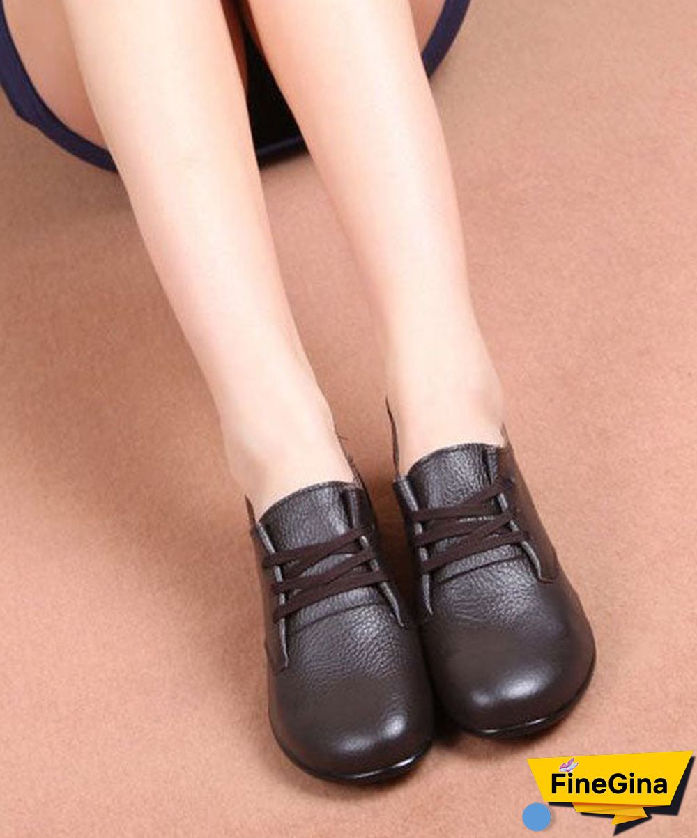 FineGina Cowhide Leather Flat Feet Shoes Cross Strap Flat Feet Shoes