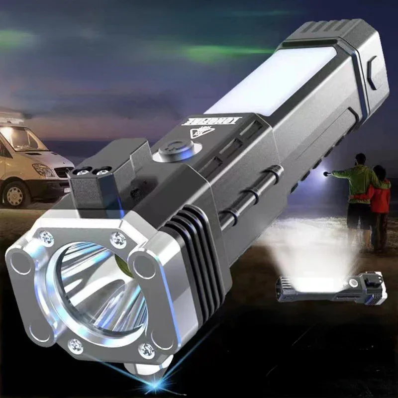 Multi Function Flashlight LED With Side Light COB Strong Light Flashlight