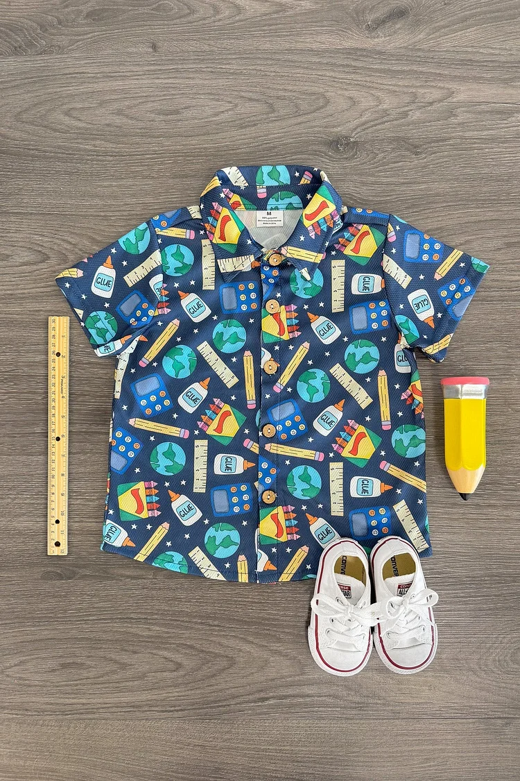 School Supply Star Button Down Top