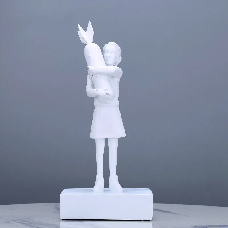 Modern Bomb Hugger Banksy Sculpture Bomb Girl Street Art Resin Statue ...