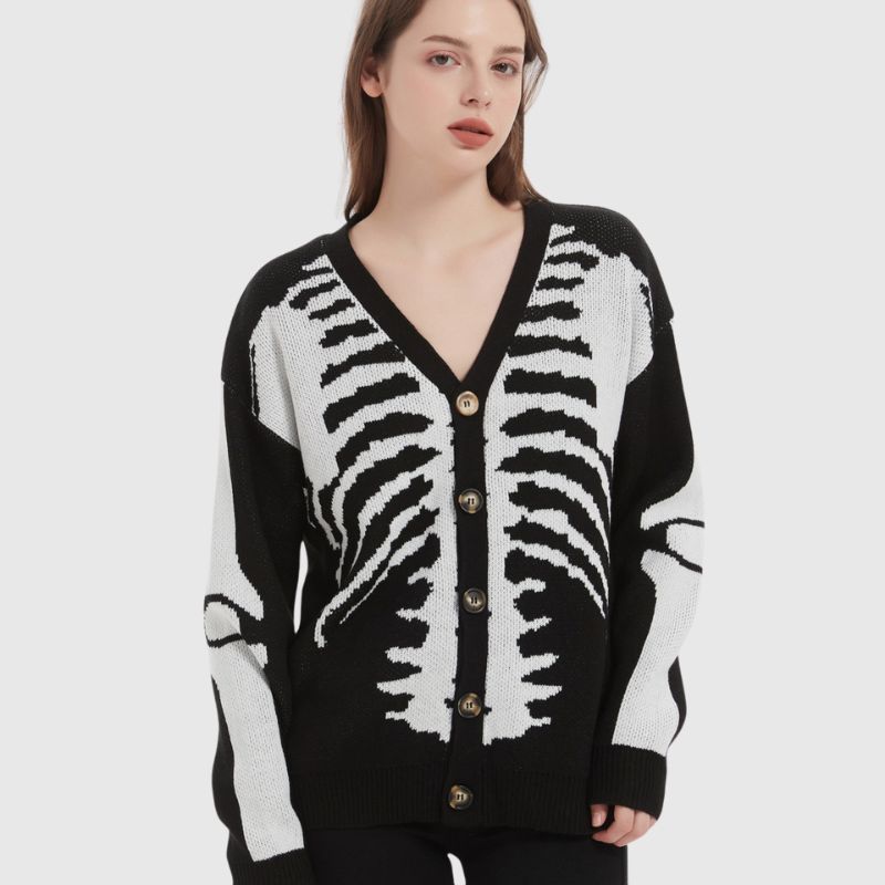 Grunge Skeleton Knitted Cardigan