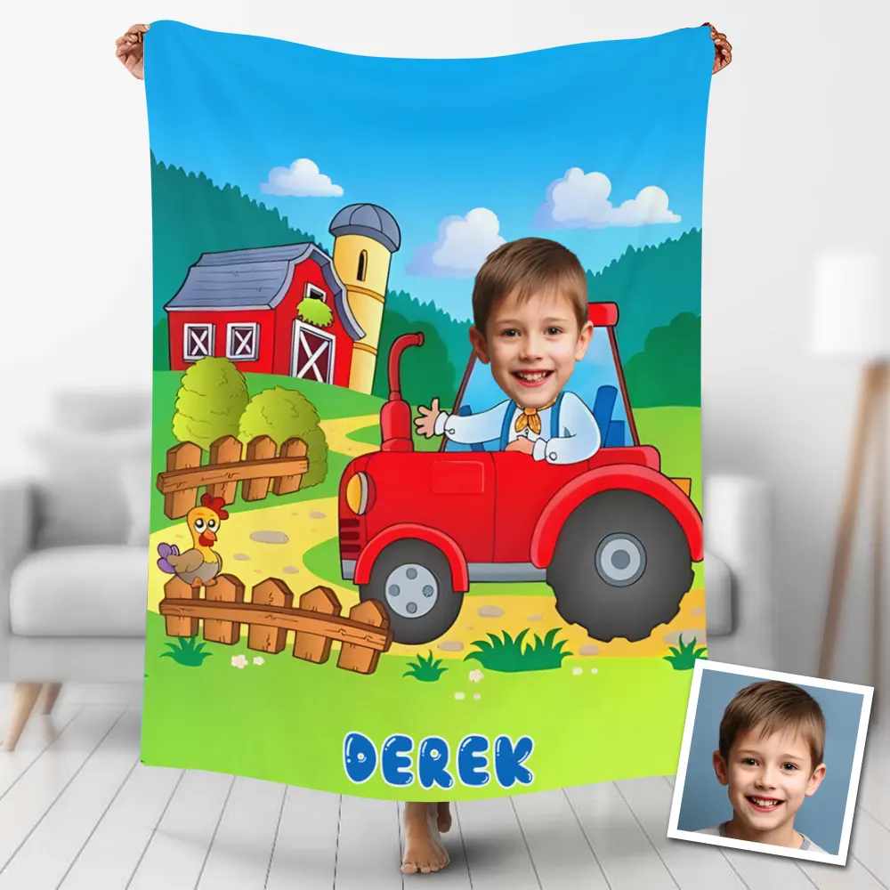 Custom Blankets Personalized Farm Red Car Blanket