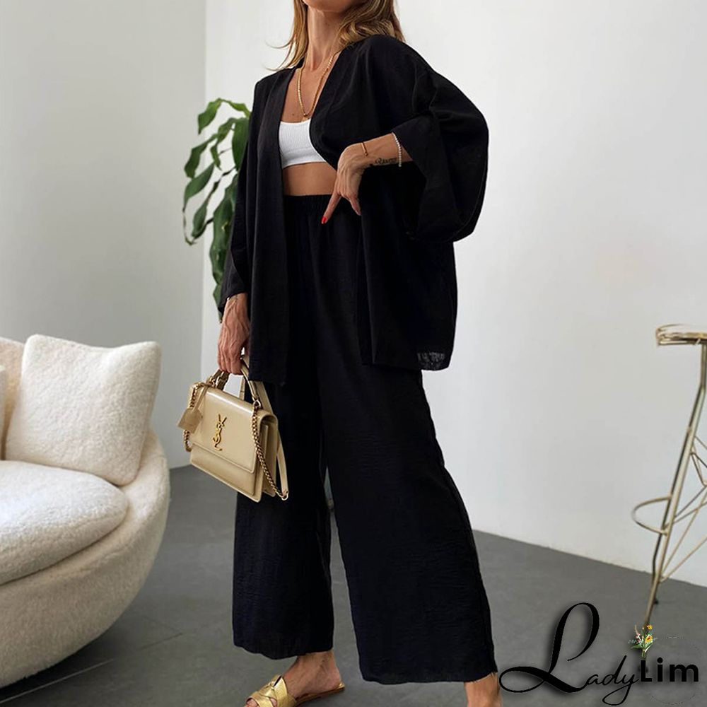 Casual Solid Color Temperament Two Piece Set - Ladylim