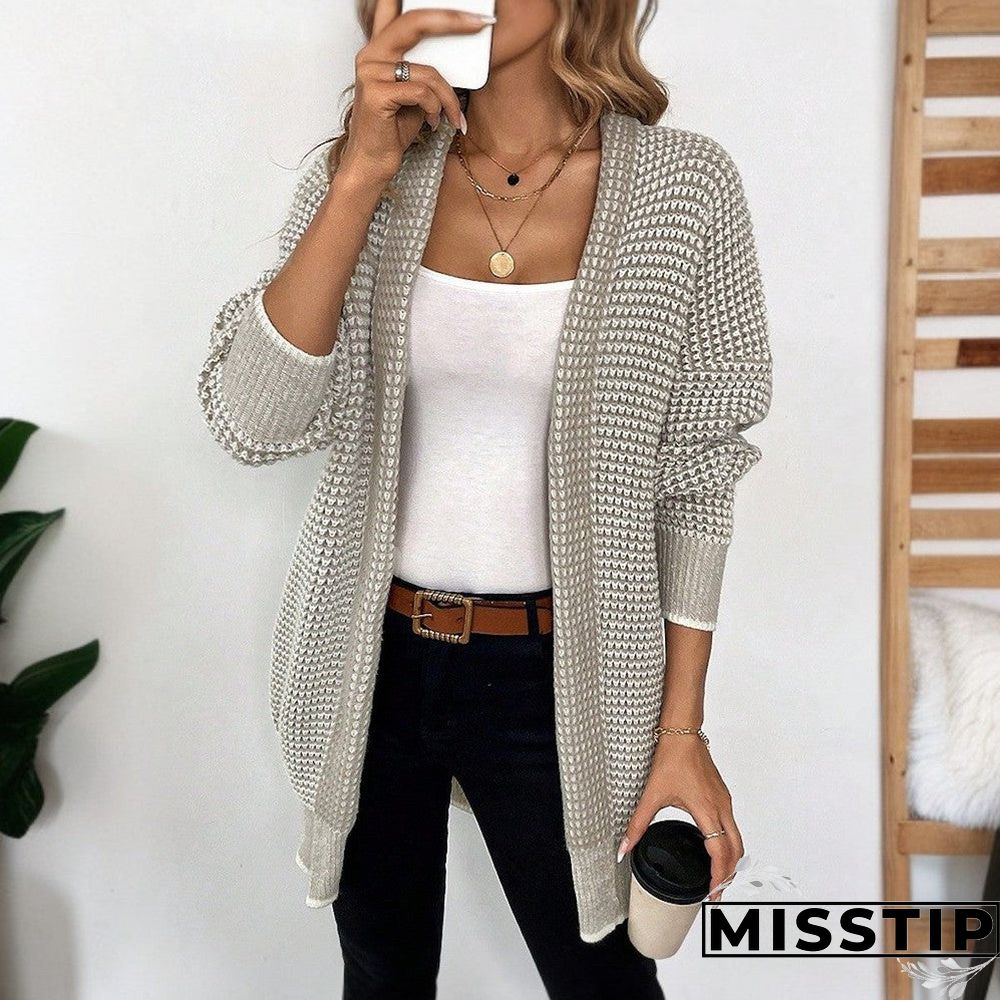 Modern Print Long Sleeve Cardigan - MissTip