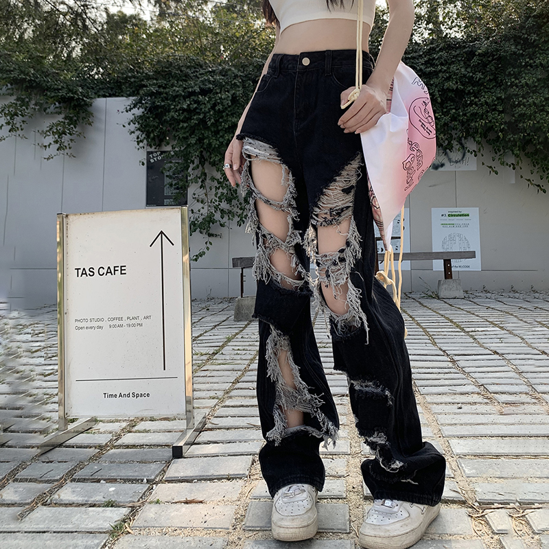STREET FASHION BEGGAR RIPPED JEANS