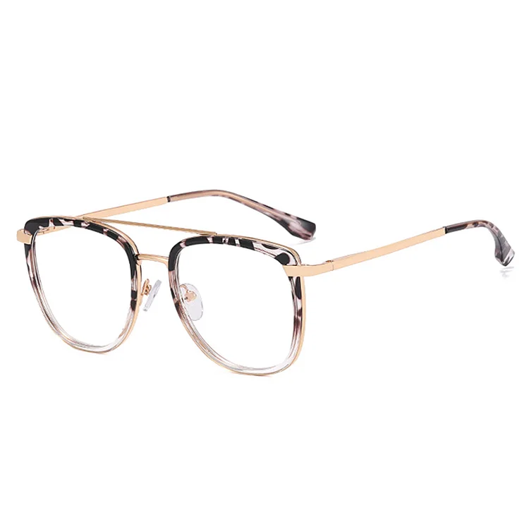 SHAUNA Retro Metal Double Bridges Women Glasses Frames Clear Anti-Blue ...