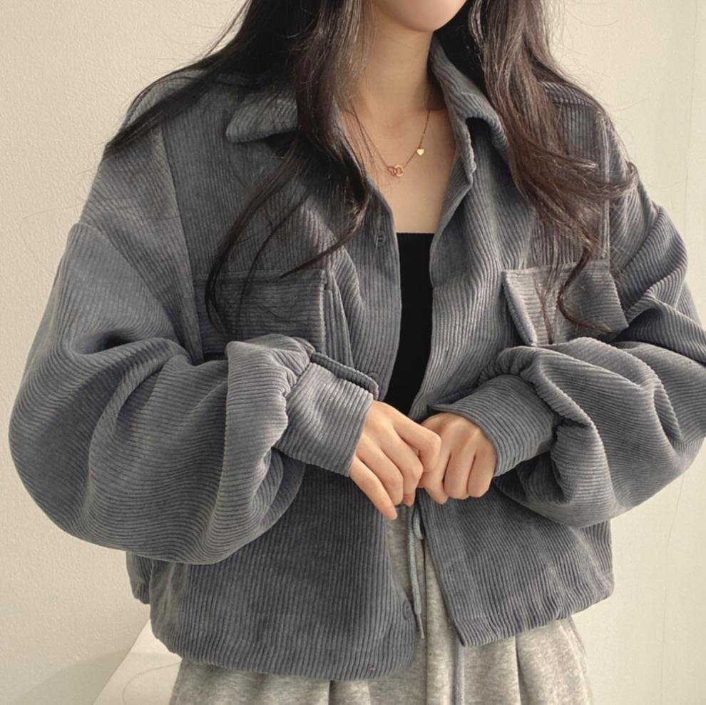 VINTAGE SOLID COLOR CORDUROY SHIRT COAT