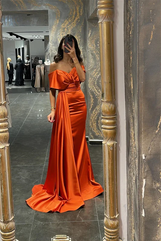 Daisda Orange Sweetheart Off The Shoulder Mermaid Prom Dress