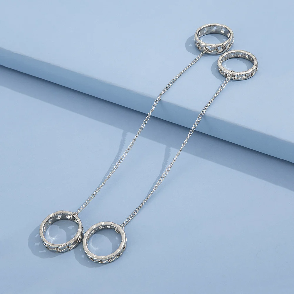 PUNK CHAIN PENDANT RINGS SET