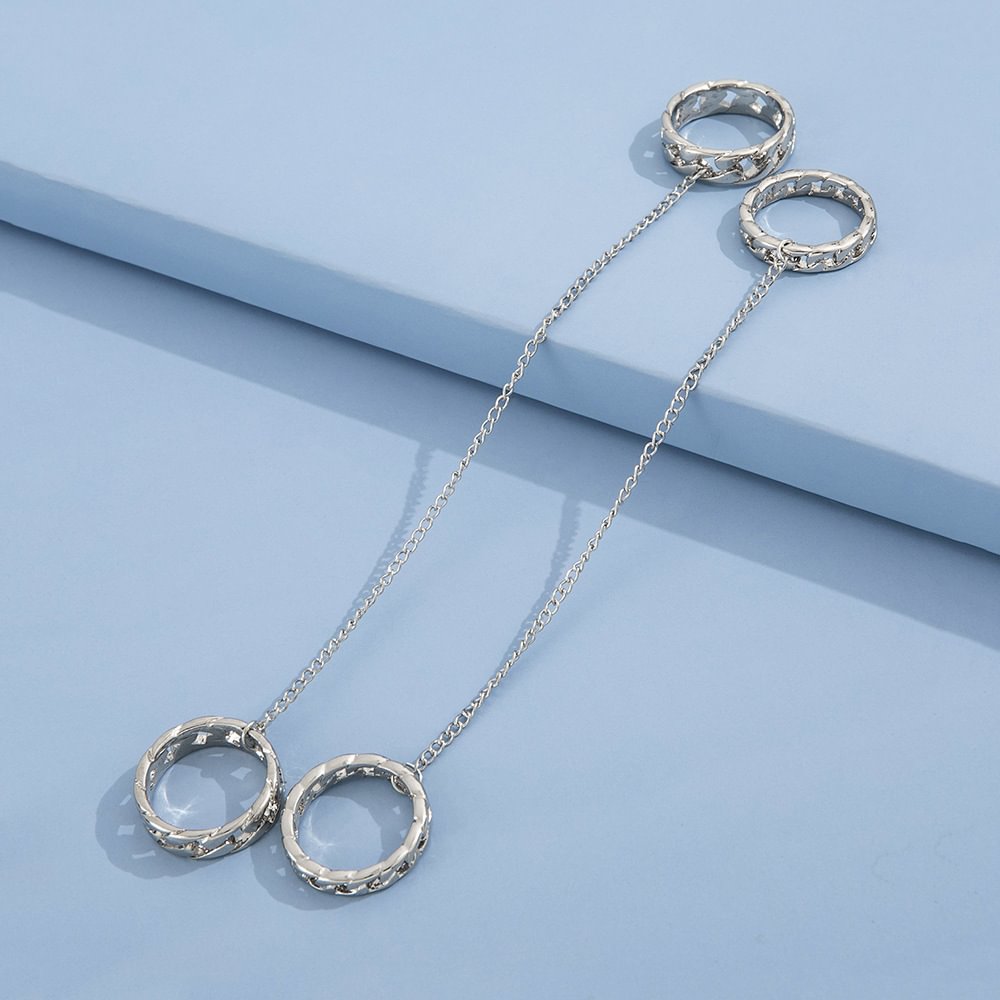 PUNK CHAIN PENDANT RINGS SET