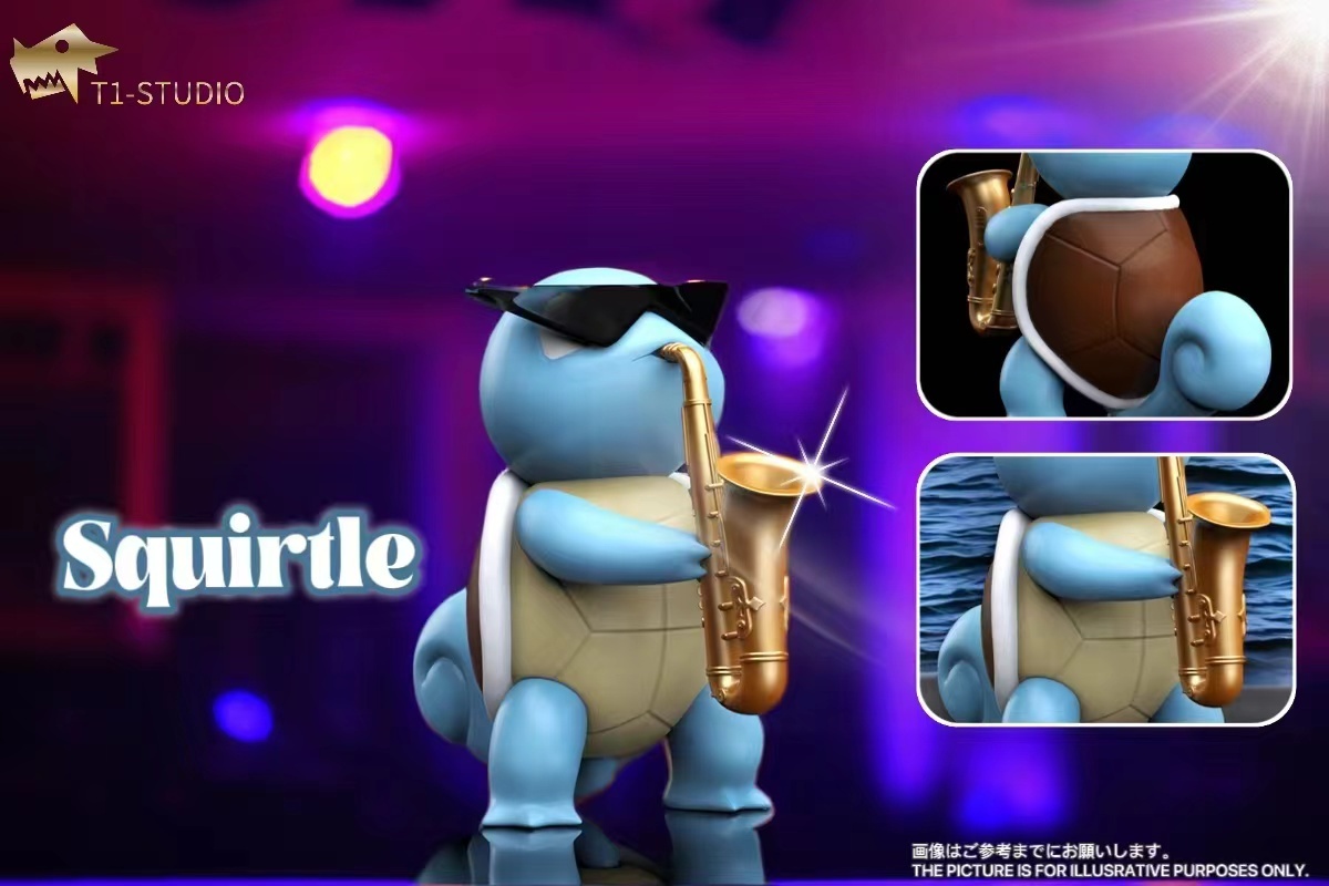 1/1 Scale Saxophone Squirtle - Pokemon Statue - T1 Studios
