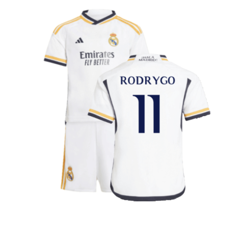 Real Madrid Rodrygo 11 Kids Home Shirt Mini Kit 2023-2024