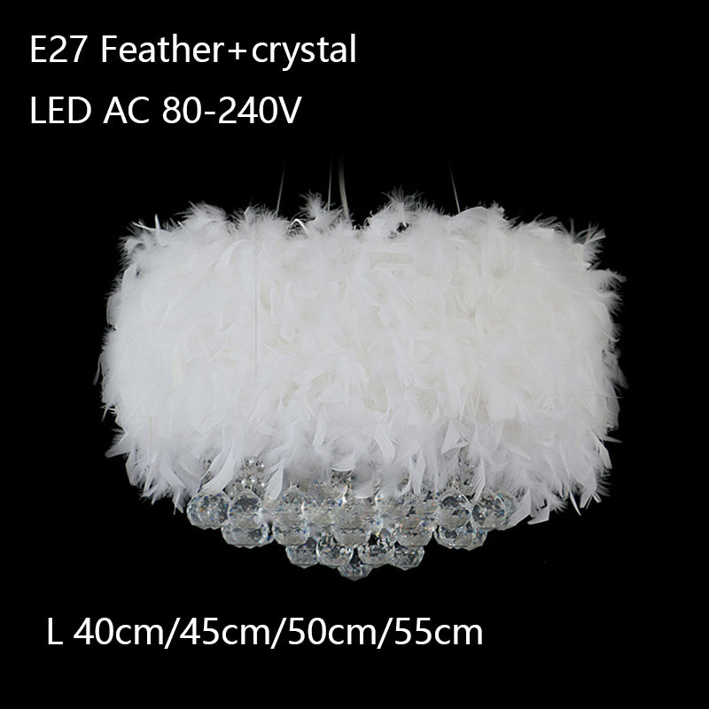 Modern dreamy feather crystal hanging lamp E27 220V LED lustre pendant ...