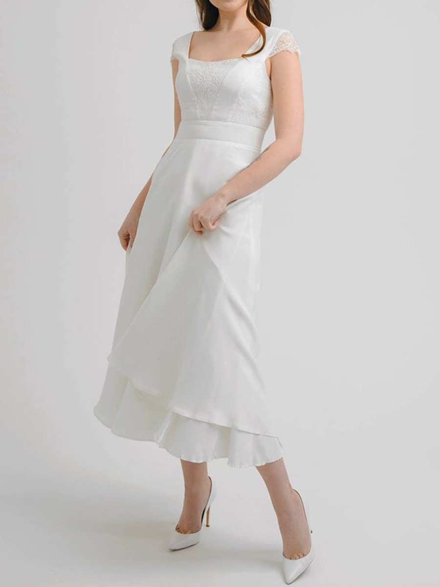 Simple reception short wedding dress, birthday party dress