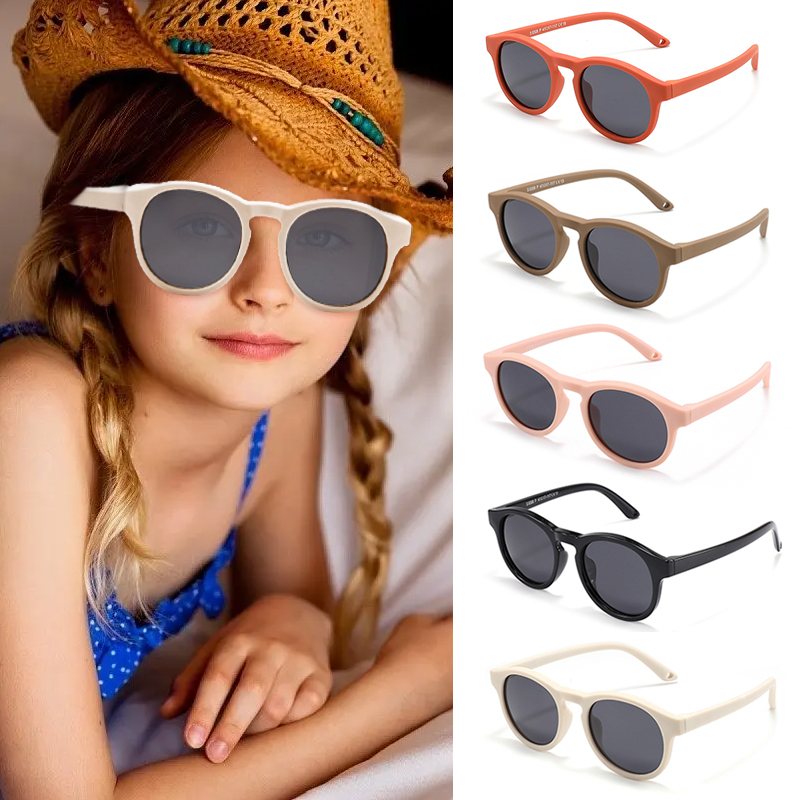 Children Cute Solid Color Silicone Sunglasses Boys Girls Outdoor Sun ...