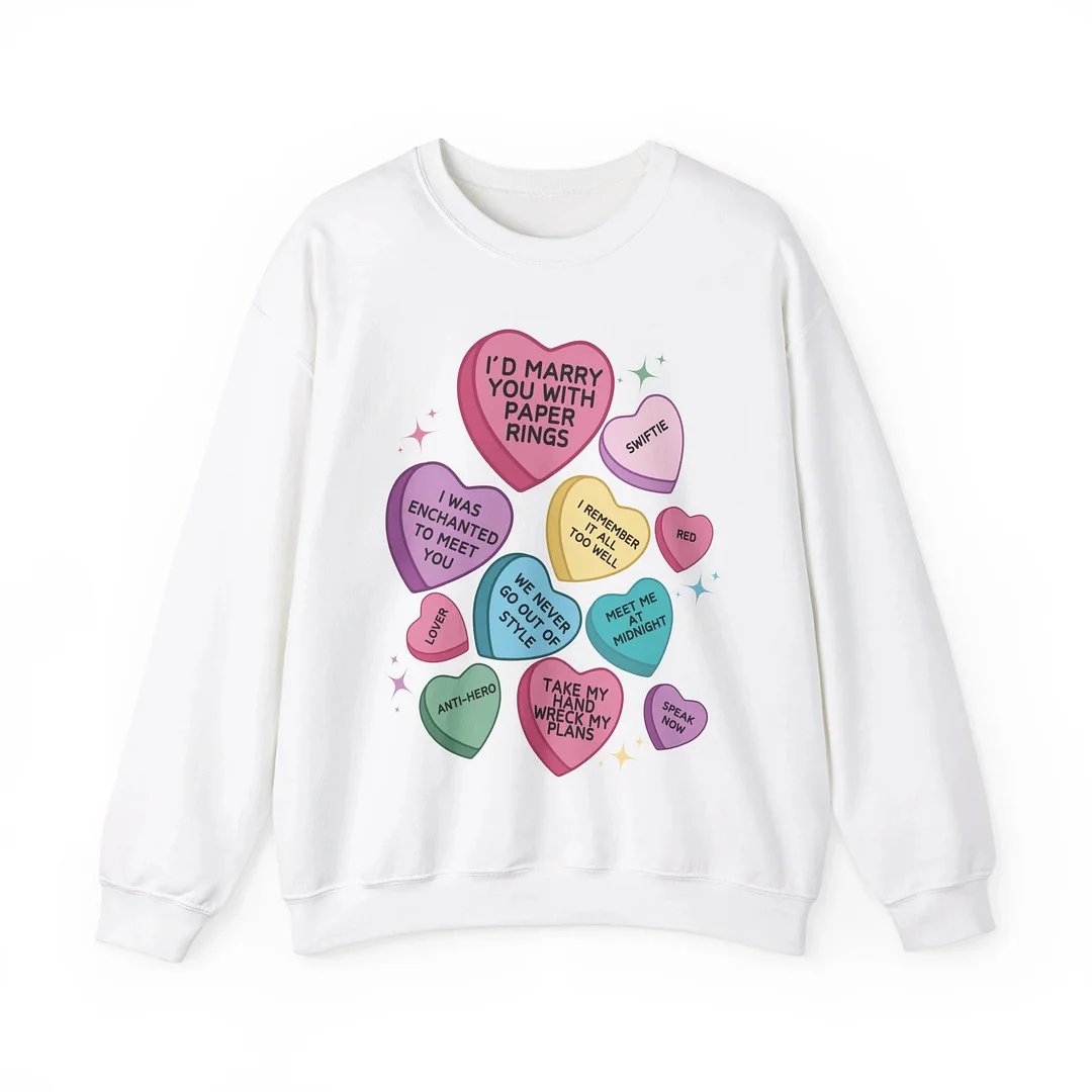 Taylor Swift Sweetheart Eras Valentine Conversation Heart Sweatshirt