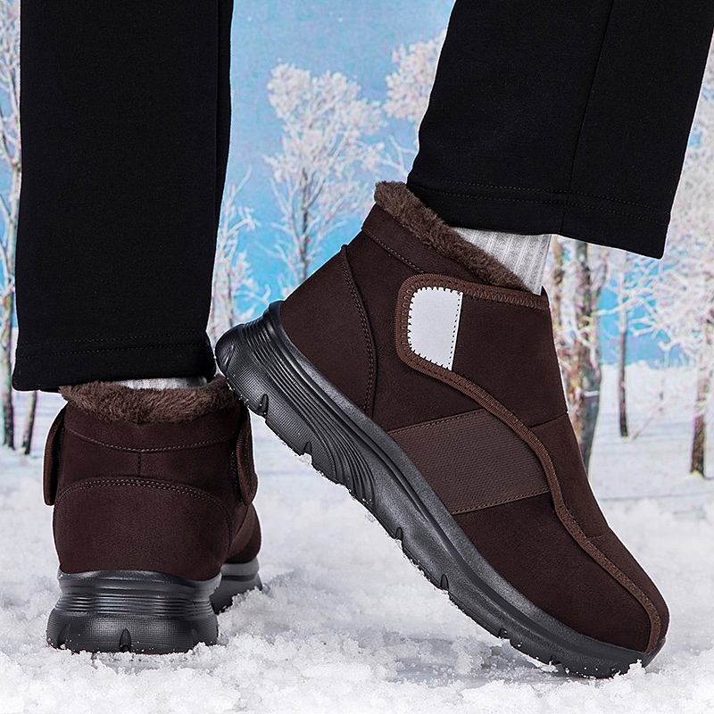 Velcro Snow Boots Mens – Unisex Velcro Strap Snow Booties Plush Lined ...