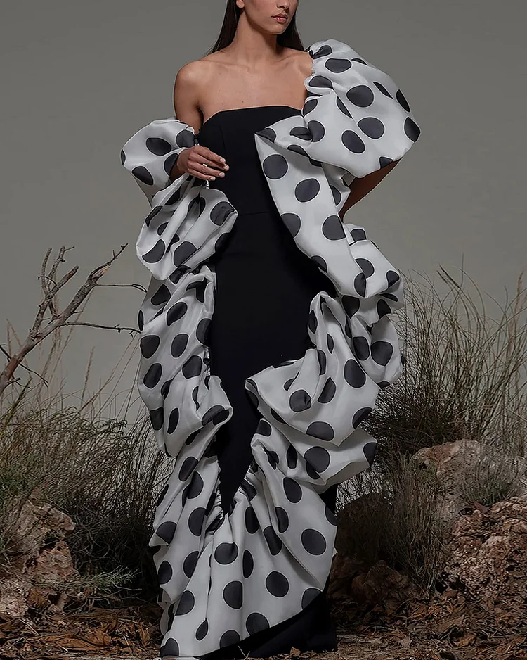 Cascading Ruffles Strapless Dress