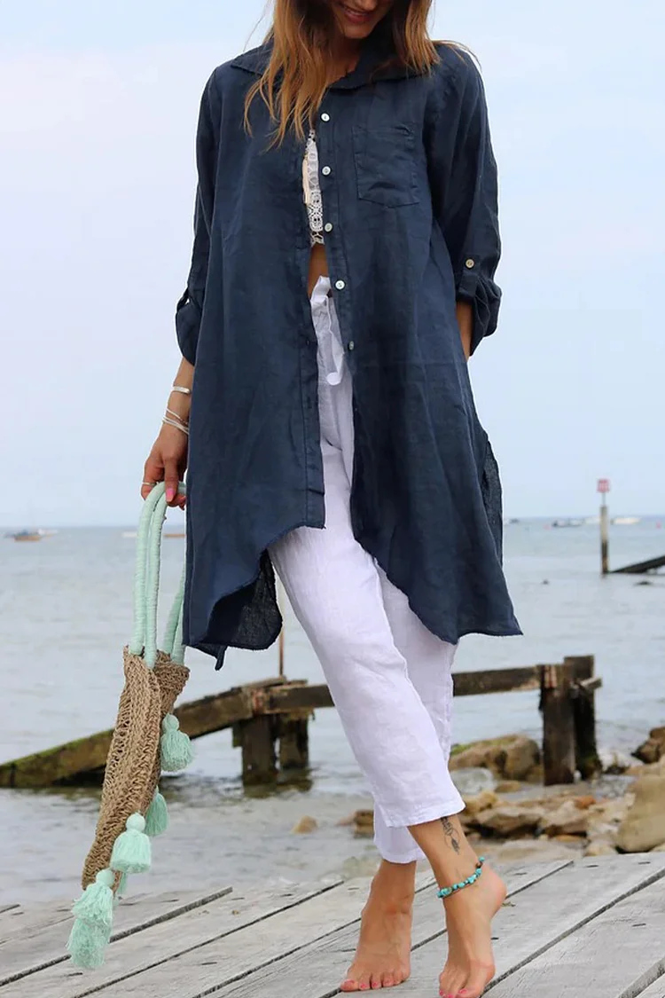 Good Vibrations Linen Shirt - Throw Over