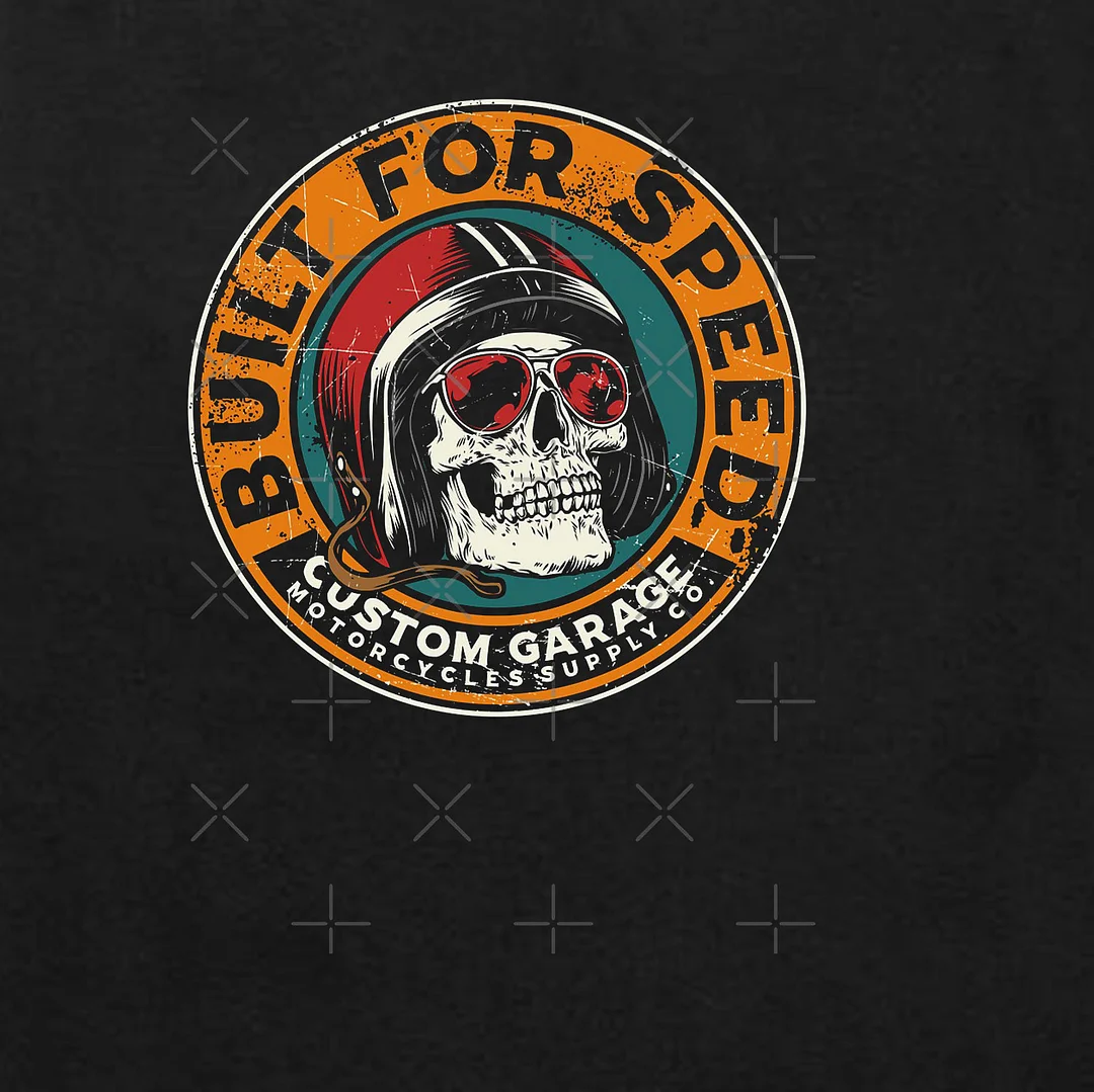 BUILT FOR SPEED Helmet Skull Black Print Hoodie