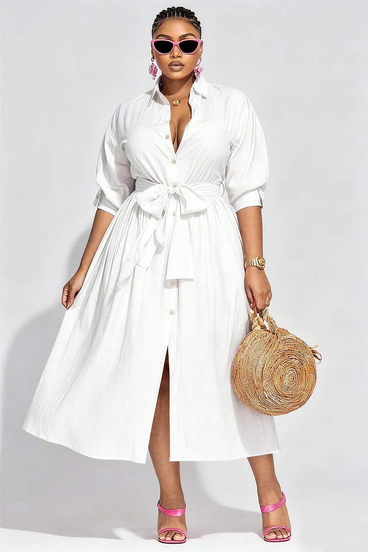 Xpluswear Design Plus Size Vacation White Shirt Collar Half Sleeve ...