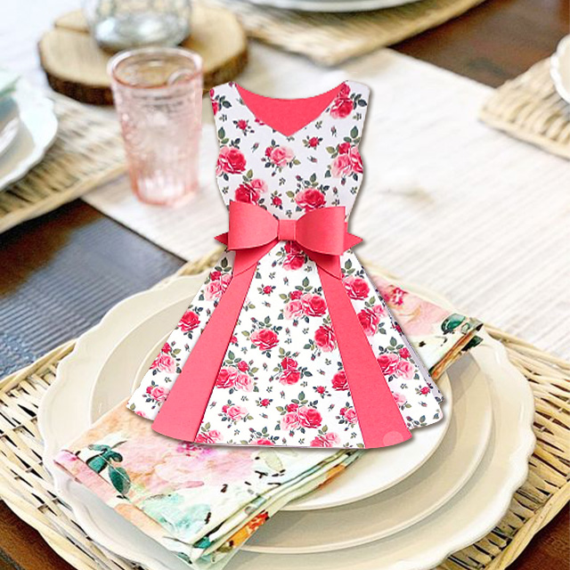 Vintage Dress Gift Box Template Set - With Instructions