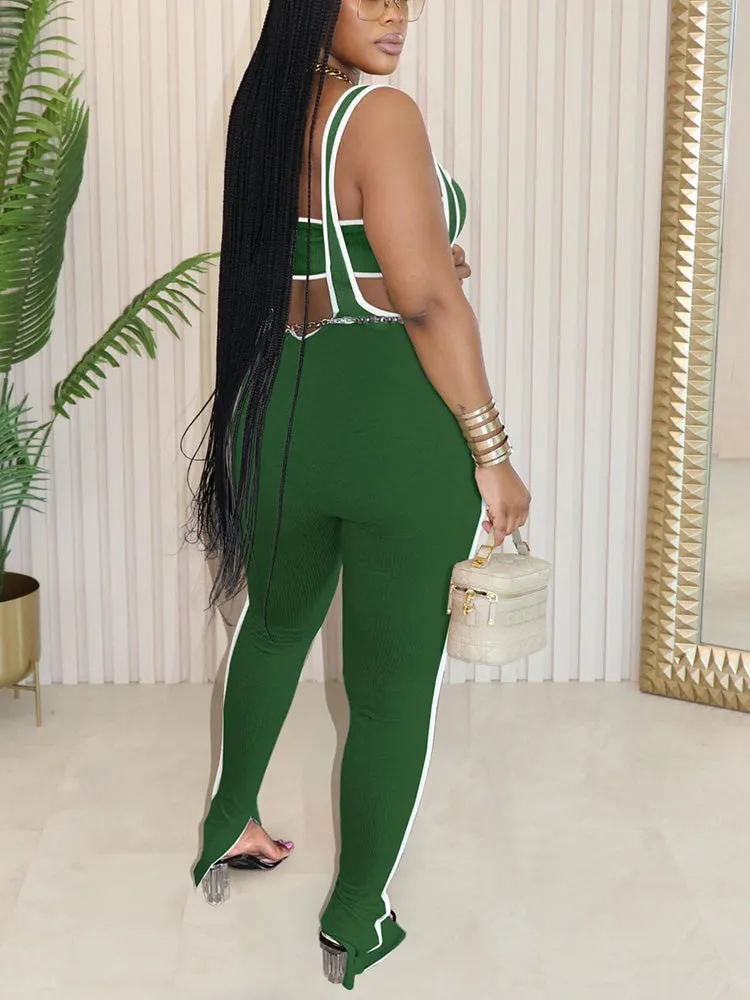 Ribbed Tube Top & Overall Set