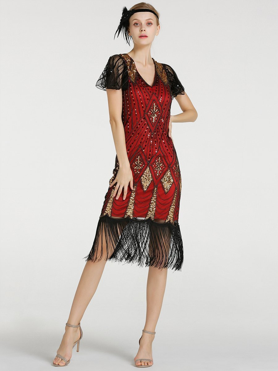 1920s Sequin Flapper Vintage Dress