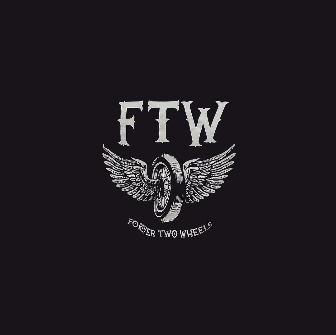 FTW FOREVER TWO WHEELS Angel Wings Graphic Print T-shirt