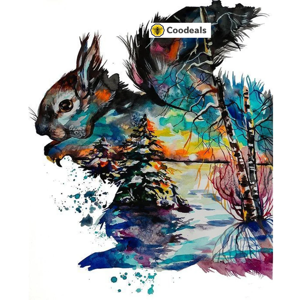 Abstract Squirrel (canvas) full round or square drill diamond painting