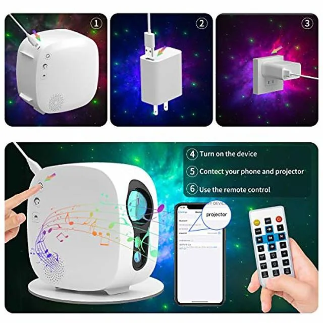 Laser Starry Sky Light Projector Projection Lamp Colorful Nebula Moon ...