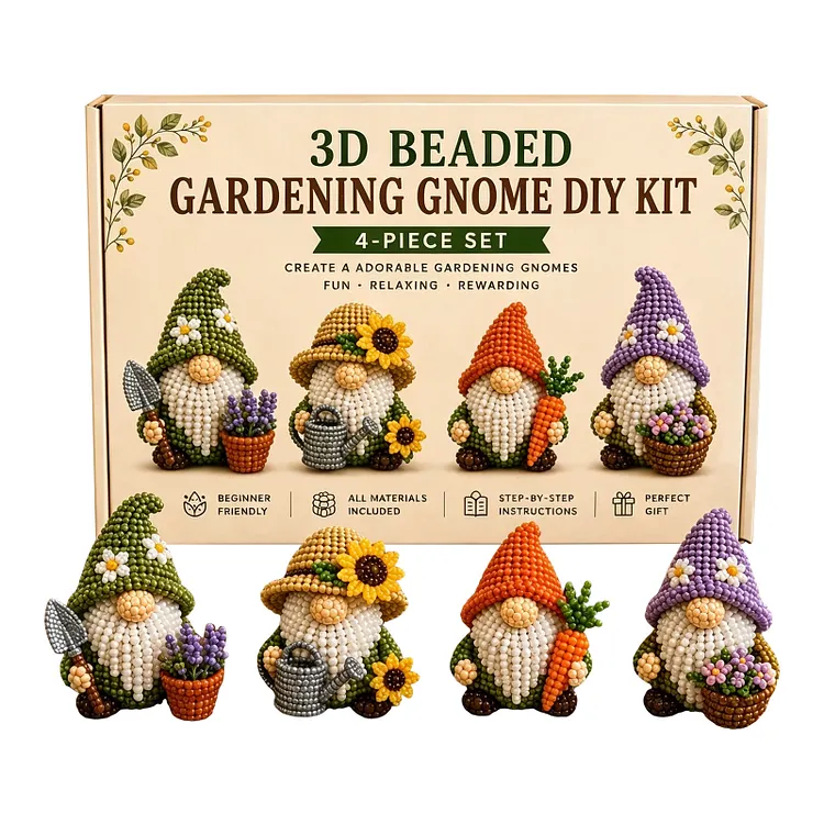 Flower Gnome DIY Kit Creative Beaded Embroidery Kit for Beginners Gift