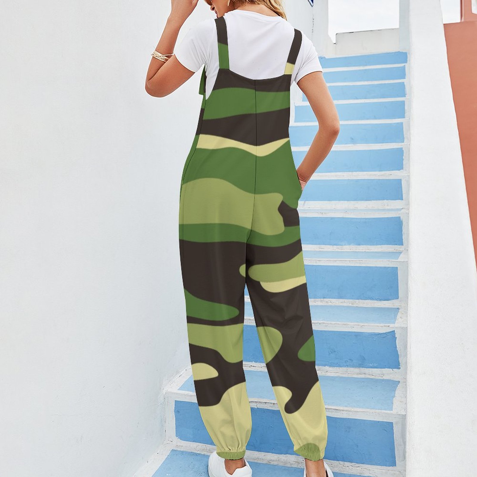 SFNEEWHO Forest Multicam Pattern Boho Vintage Loose Overall Corset ...