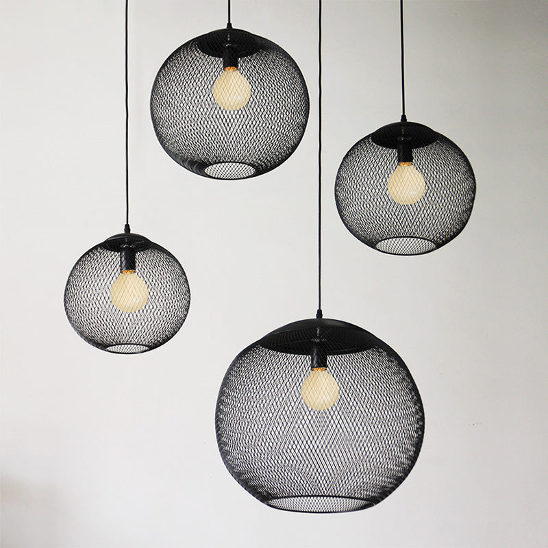 Arturest Pendant Light Black Retro Industrial Iron Net Chandelier For ...