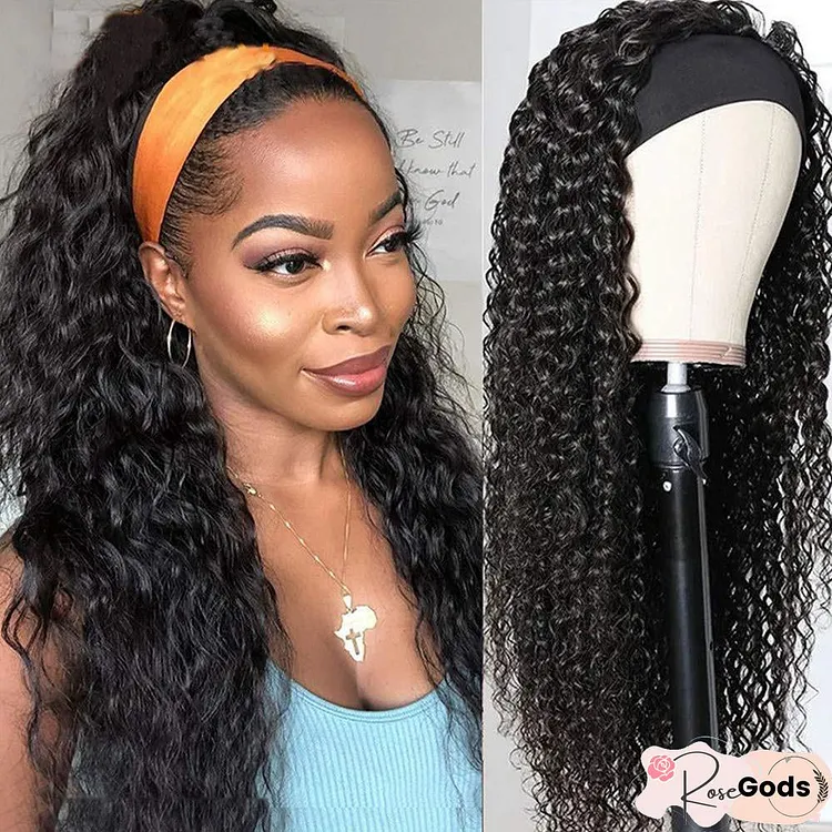 Turban Wig Ice Silk Hair Band Long Curly Hair Set