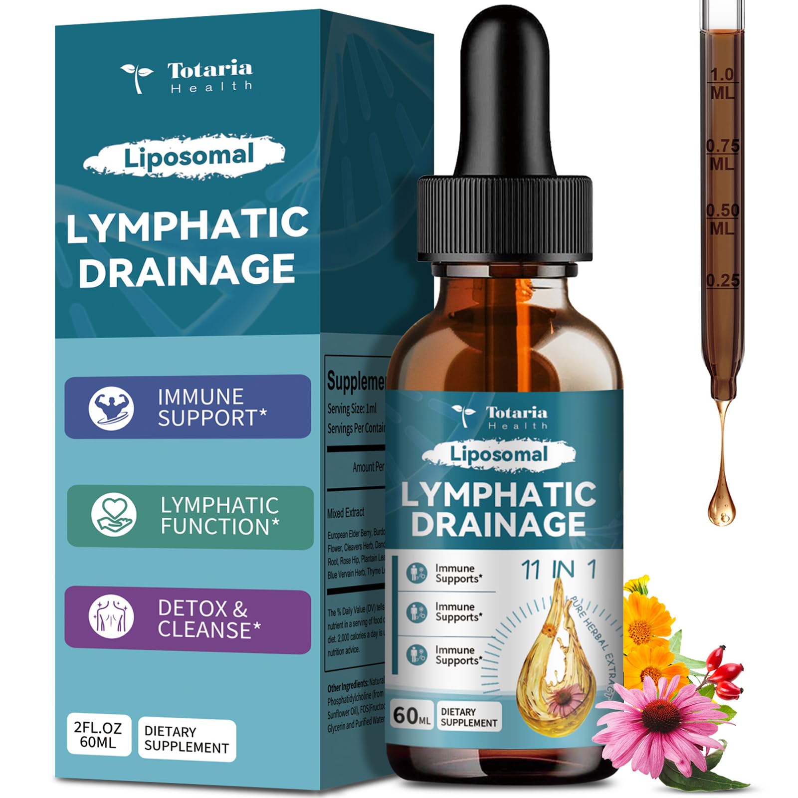Liposomal Lymphatic Drainage Drops - 11 In 1 Organic Lymphatic Drainage ...