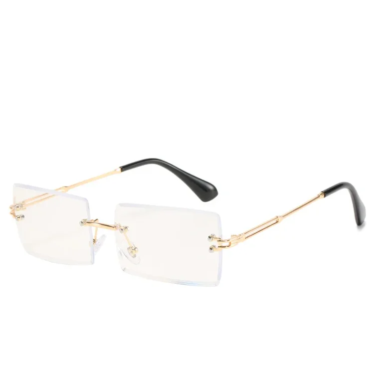 Blue Light Blocking Glasses Frameless Rimless Rectangle Glasses Gaming ...
