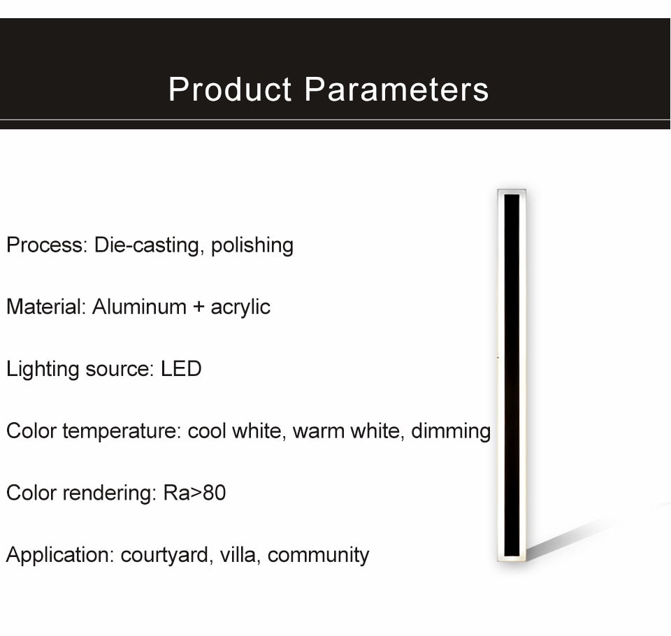 Waterproof Outdoor Lighting Tall LED Wall Lamp IP65 Aluminum Dimmable ...