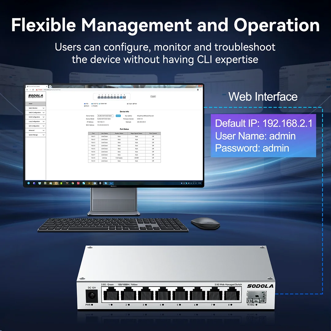 8-Port 2.5Gb Web Managed Switch with 10G SFP+, Aluminum Alloy Cooling ...