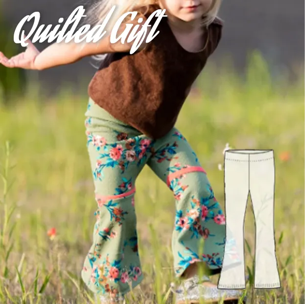 Easy Quilted Cute Girls' Flared Pants - Template + Instructions Included
