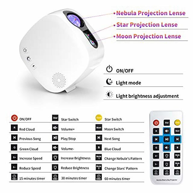 Laser Starry Sky Light Projector Projection Lamp Colorful Nebula Moon ...