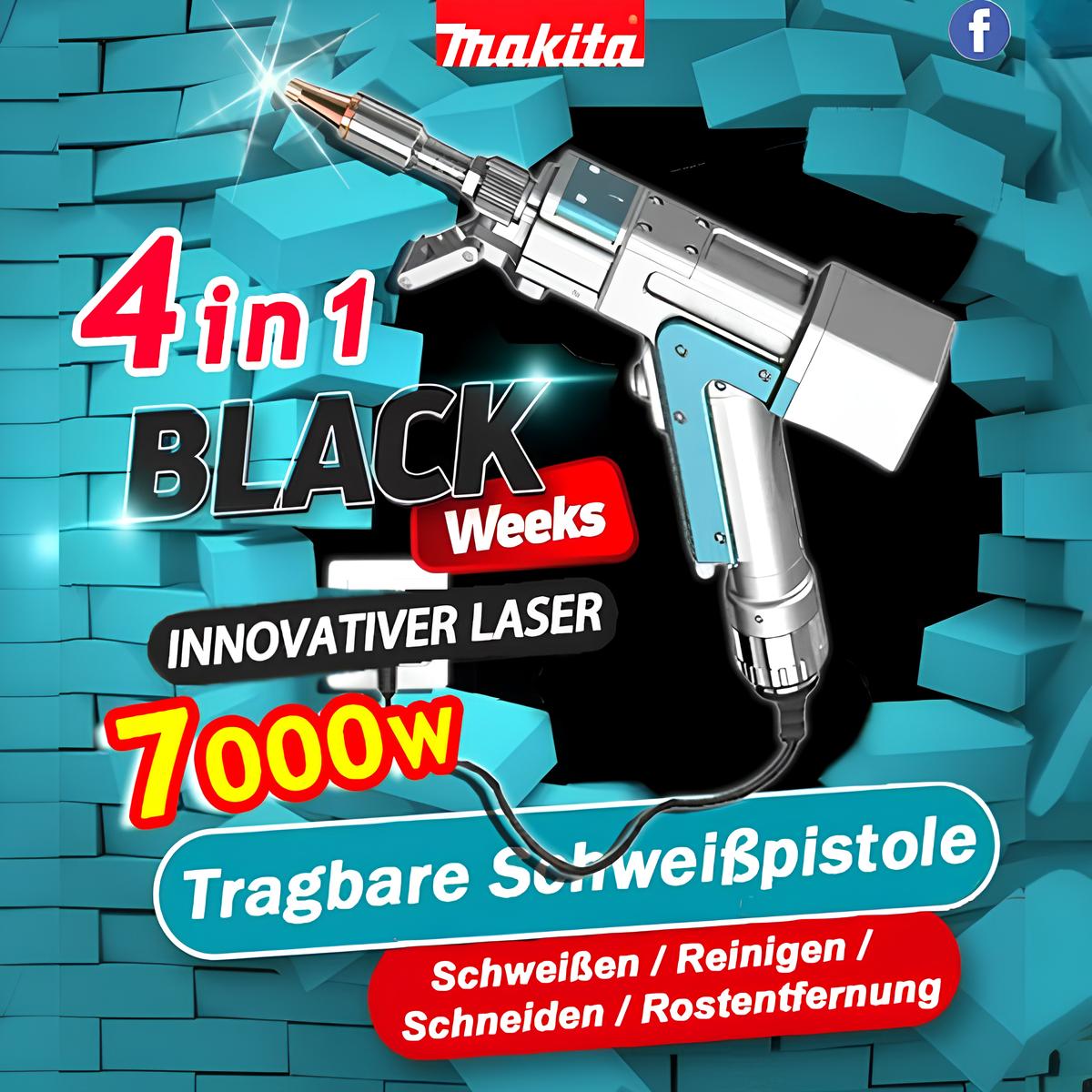 Makita 7000 W innovative tragbare Laserschweißpistole 4 in 1 (Schweißen ...