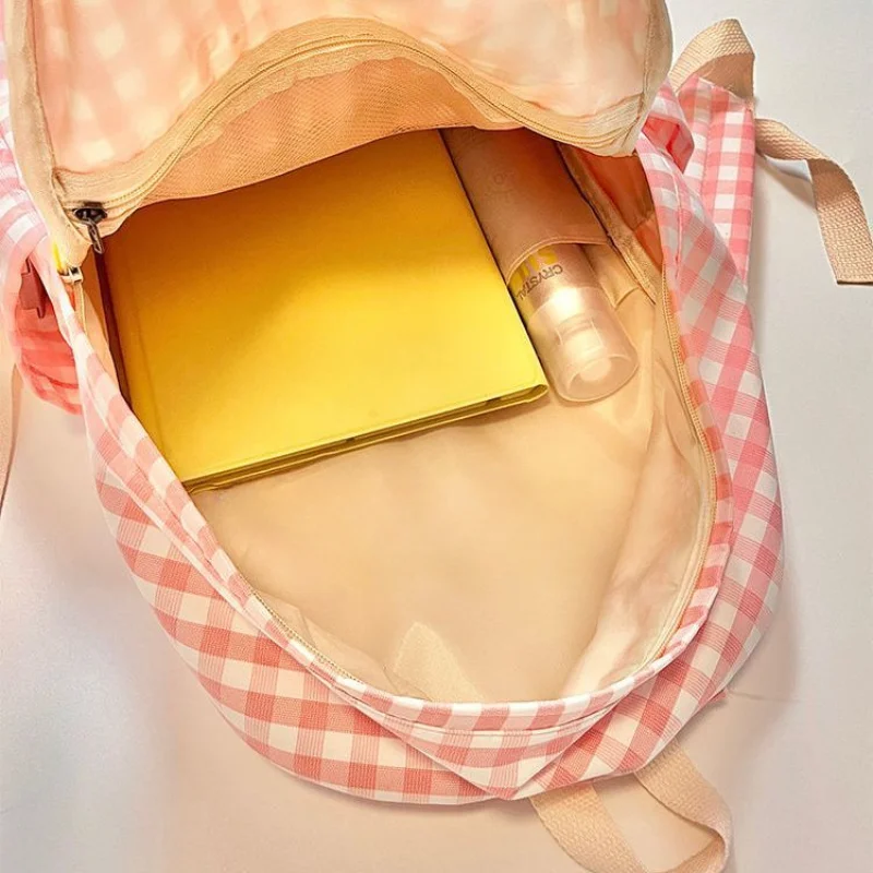 Sweet Kitty Pink Plaid Backpack