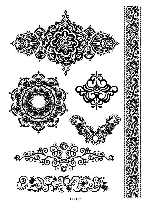 Black Lace Waterproof Temporary Tattoo Sticke Sexy Thigh Sticker Body ...