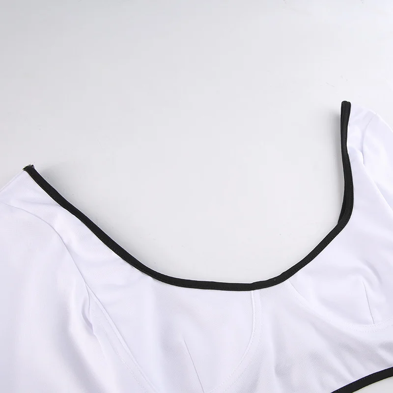 LOW CUT SQUARE NECK CONTRAST SHORT LONG SLEEVE TOP