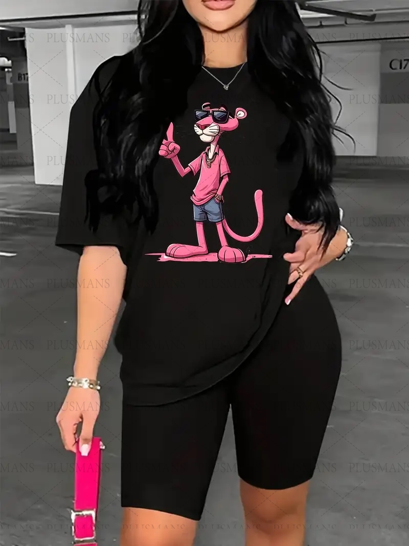 Plus Size (L-10XL) Ladies Street Pink Cartoon Hip-Hop Young Vitality ...