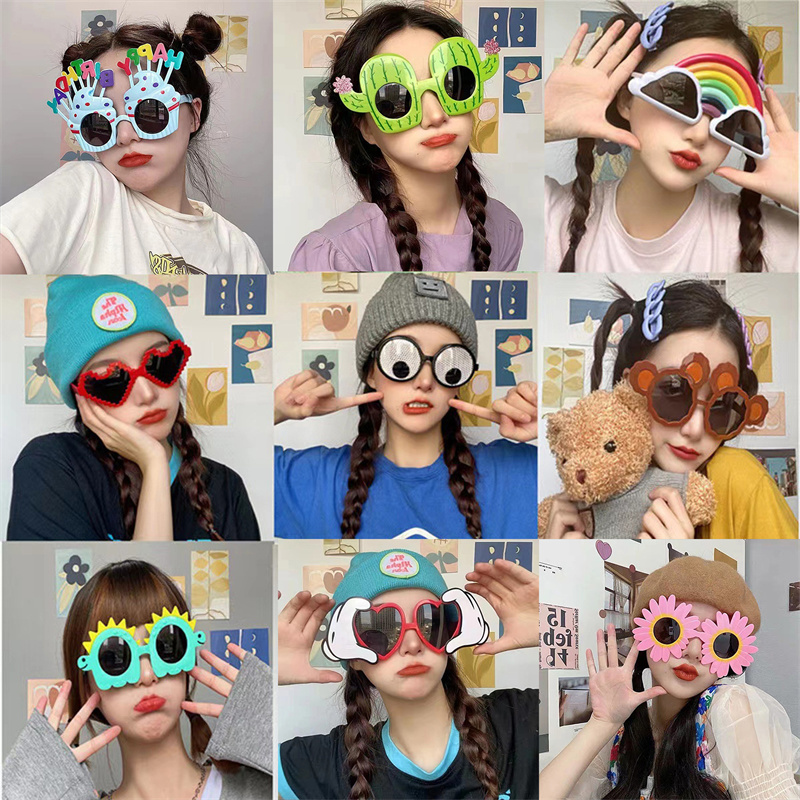 Funny Exaggerated Decoration Glasses Cute Cartoon Dollars Heart Daisy ...