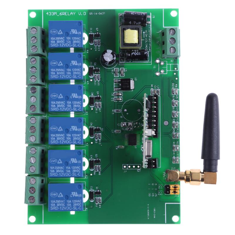 110-240V Relay Module Board 6 Channel RF Relay Board with Remote ...